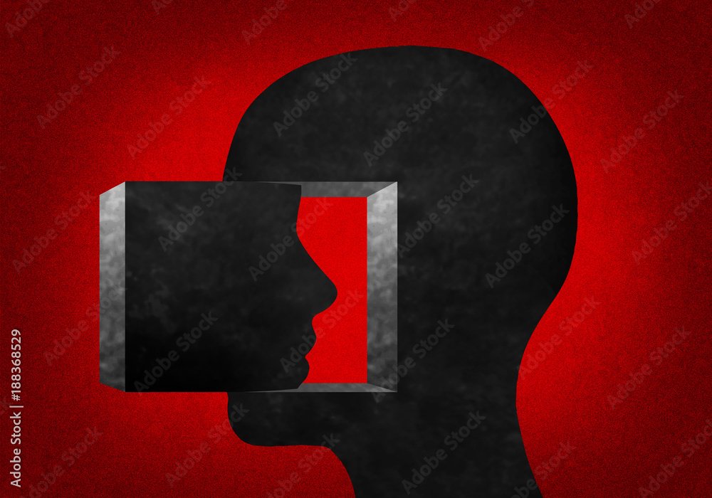 Human head looking inward の Stock イラスト | Adobe Stock