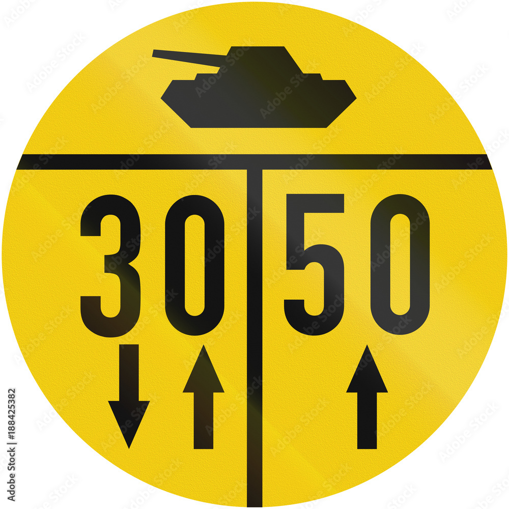 German information road sign of the Federal Ministry of Defence about ...