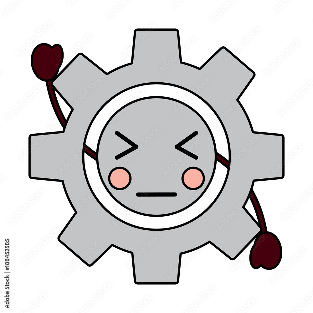 gear machinery piece cute kawaii cartoon vector illustration Stock ...