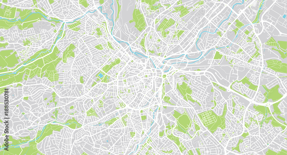 Urban vector city map of Sheffield, England Stock Vector | Adobe Stock