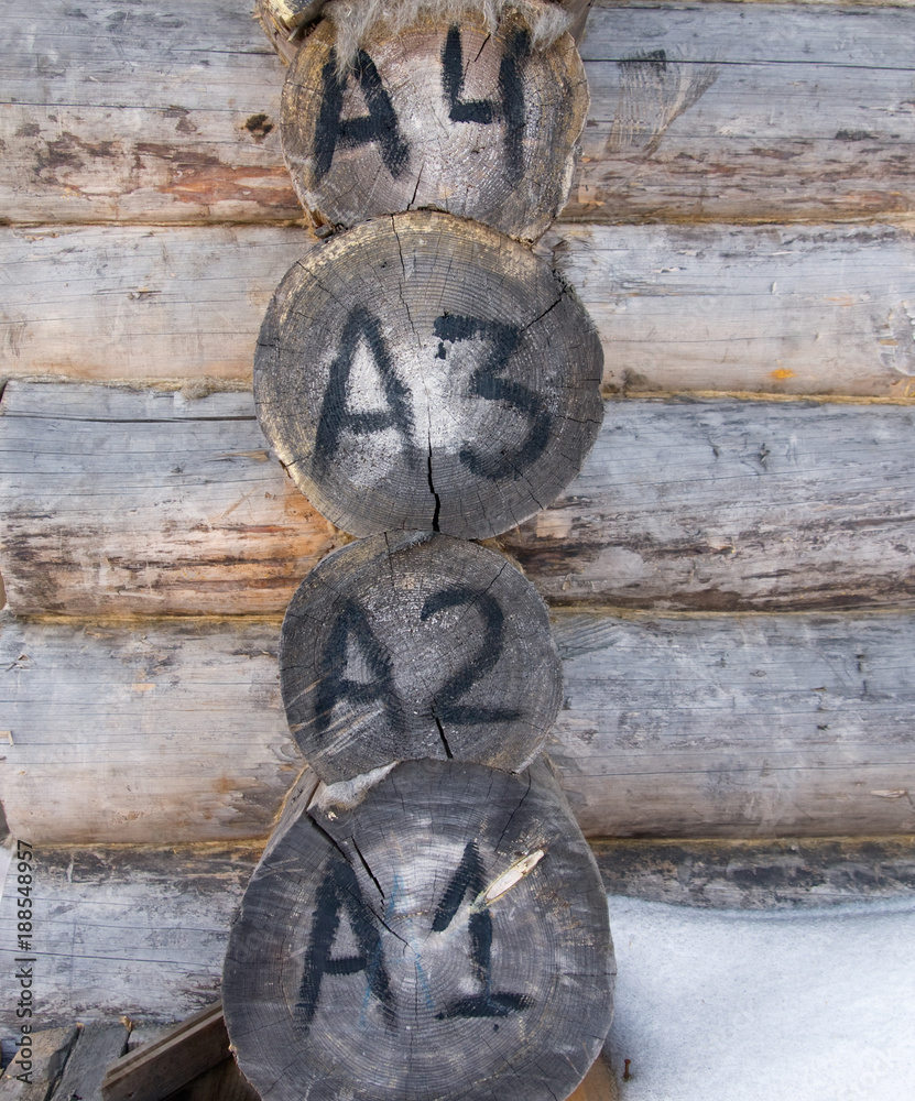 Numbered wooden log logs to facilitate disassembly and assembly Stock ...