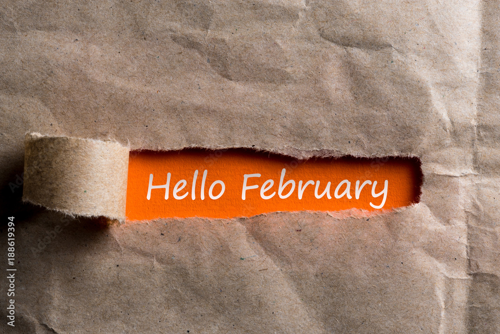 Hello February - handwriting in uncover letter. Last winter month, leap ...