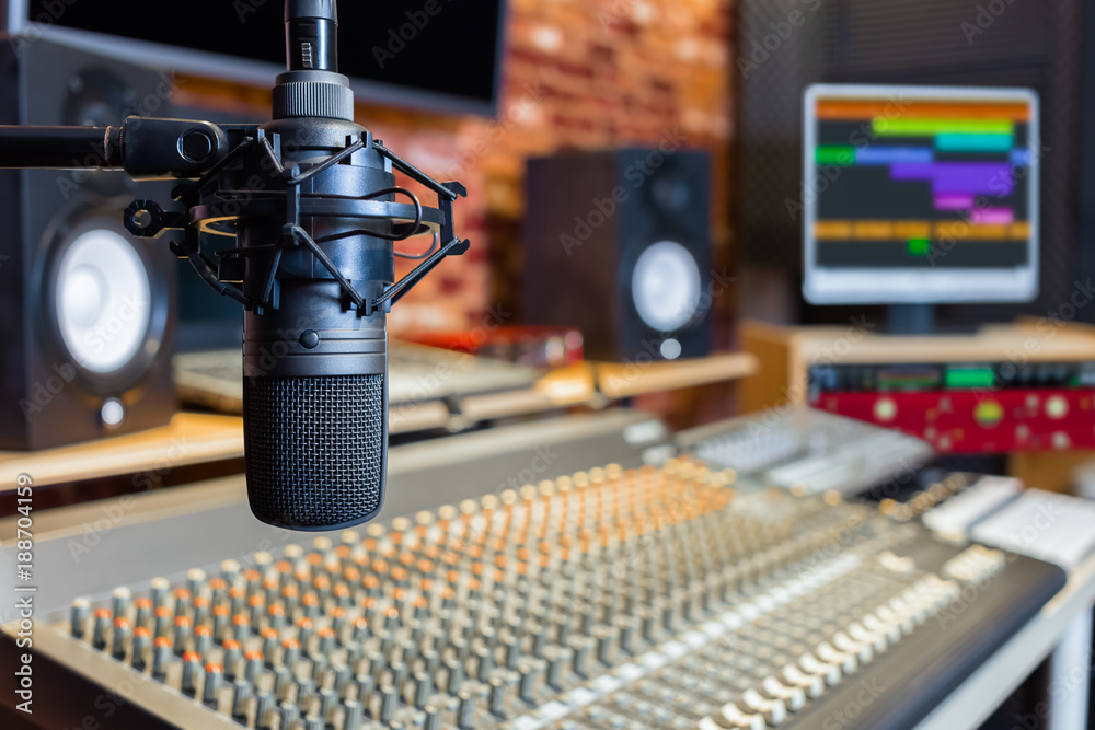 condenser microphone in recording studio Stock Photo | Adobe Stock