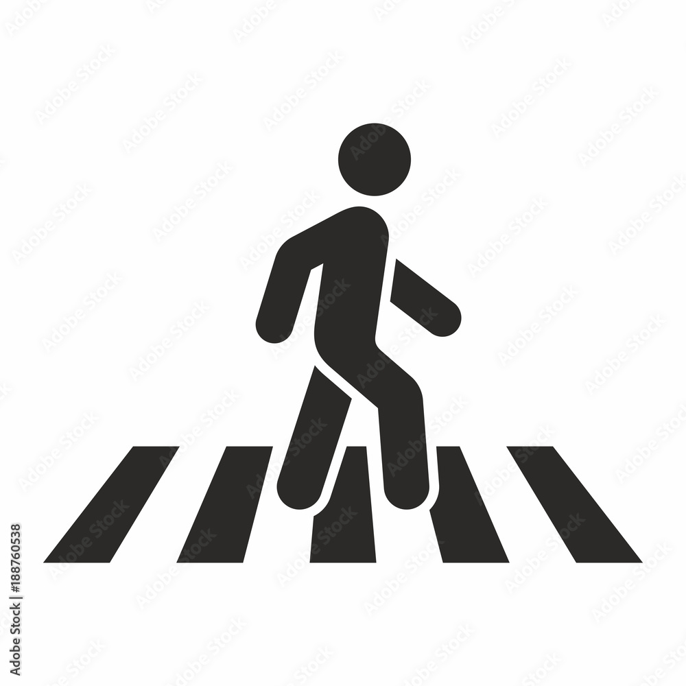 Pedestrian crossing icon. Zebra crossing. Vector icon isolated on white ...