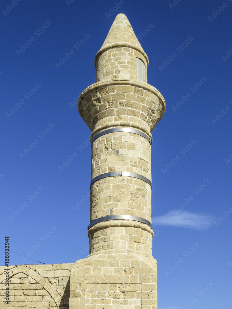 Caesarea, Israel - tower in Caesarea National Park - Ruins of ancient ...