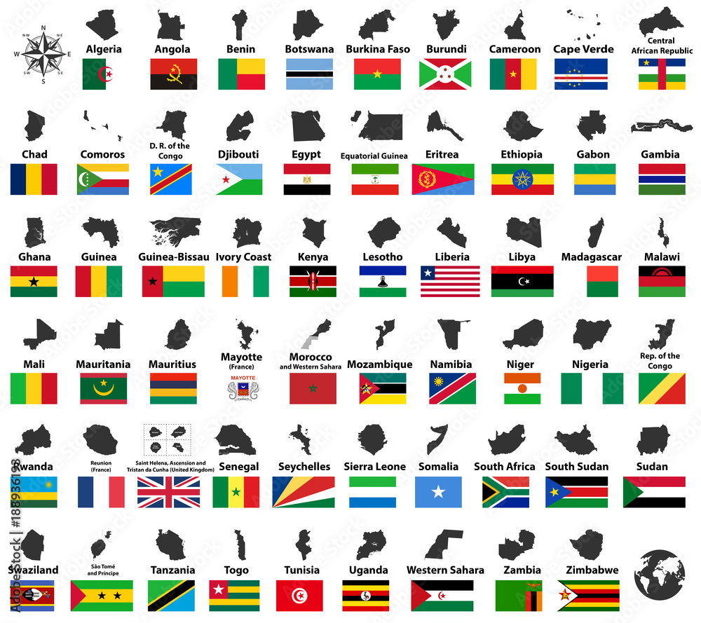 all African countries arranged in alphabetical order vector high ...