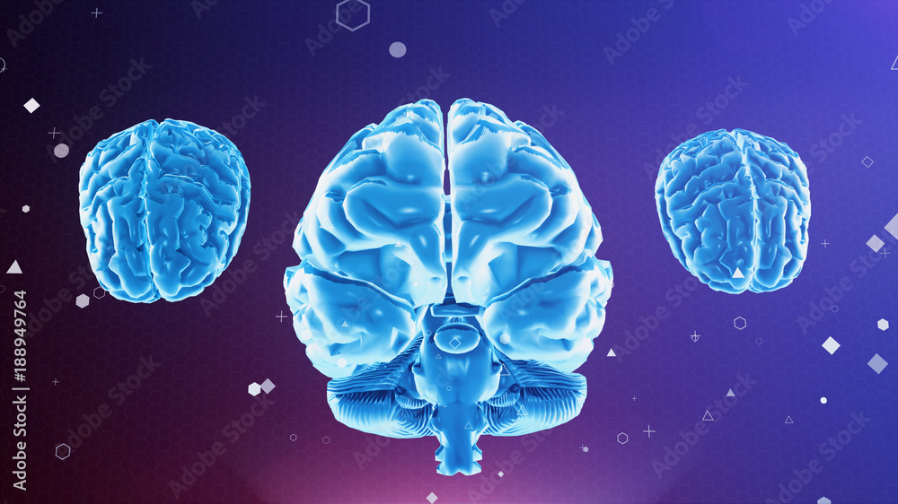 Artificial Intelligence. 3D Render. Artificial neural network. 3d brain ...