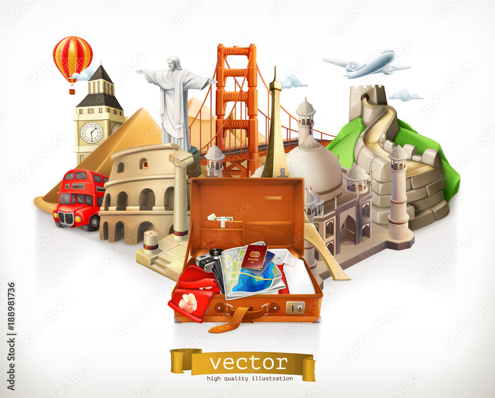 Travel, 3d vector illustration Stock Vector | Adobe Stock