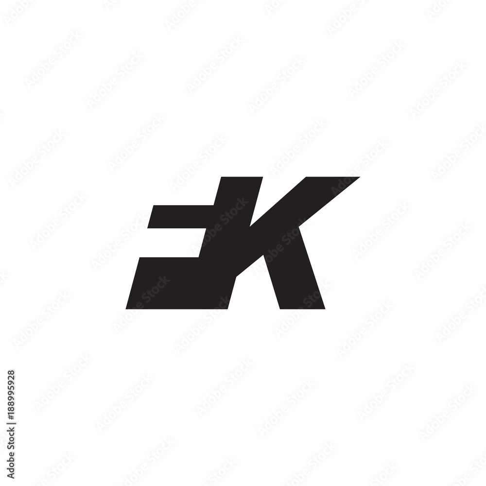 Initial letter FK, negative space logo, simple black color Stock Vector ...