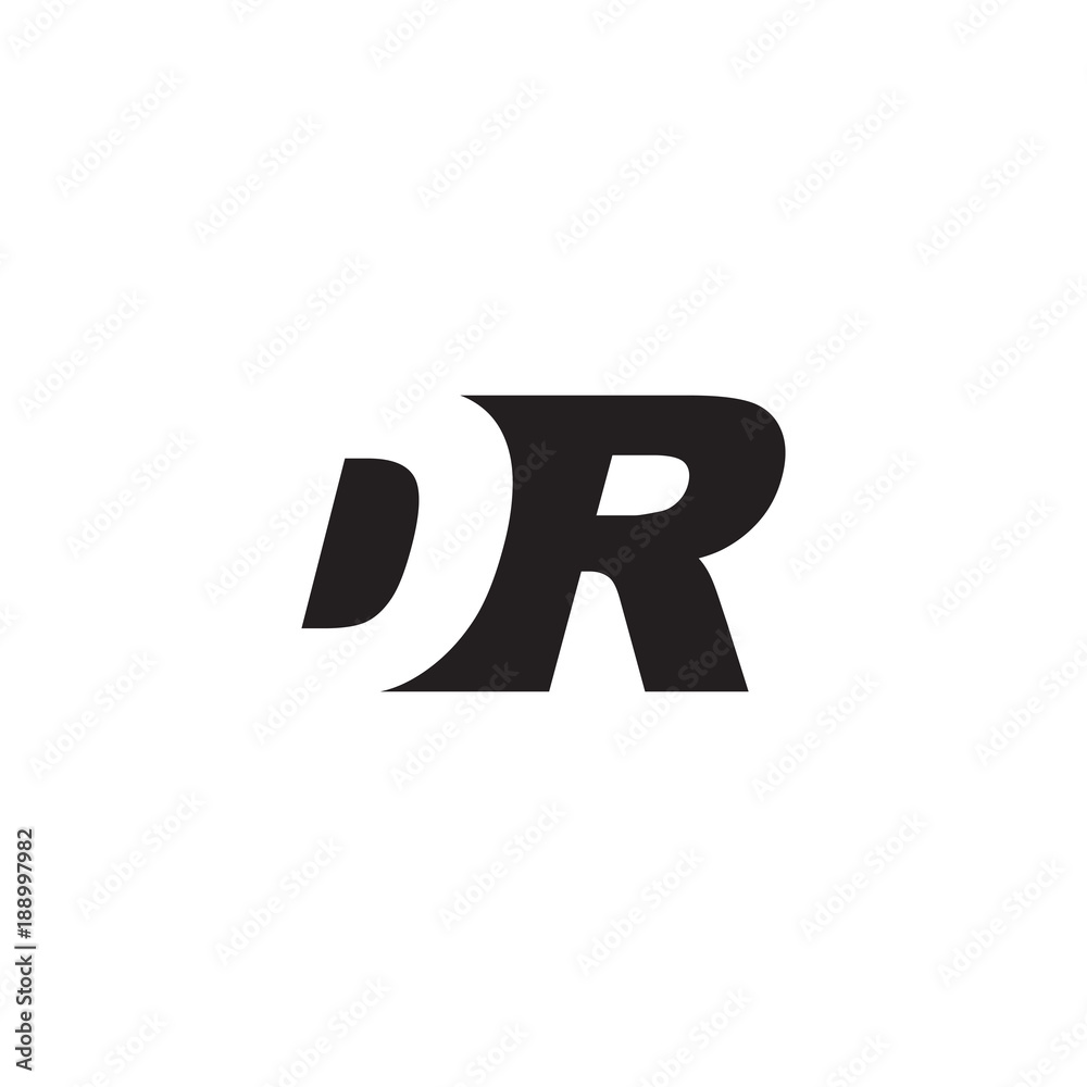 Initial letter DR, negative space logo, simple black color Stock Vector ...