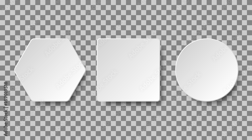 Set of white blank buttons on a transparent background for apps and ...