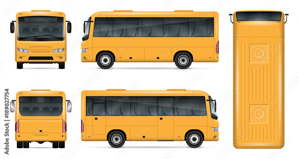 Yellow bus vector mock up for advertising, corporate identity. Isolated ...