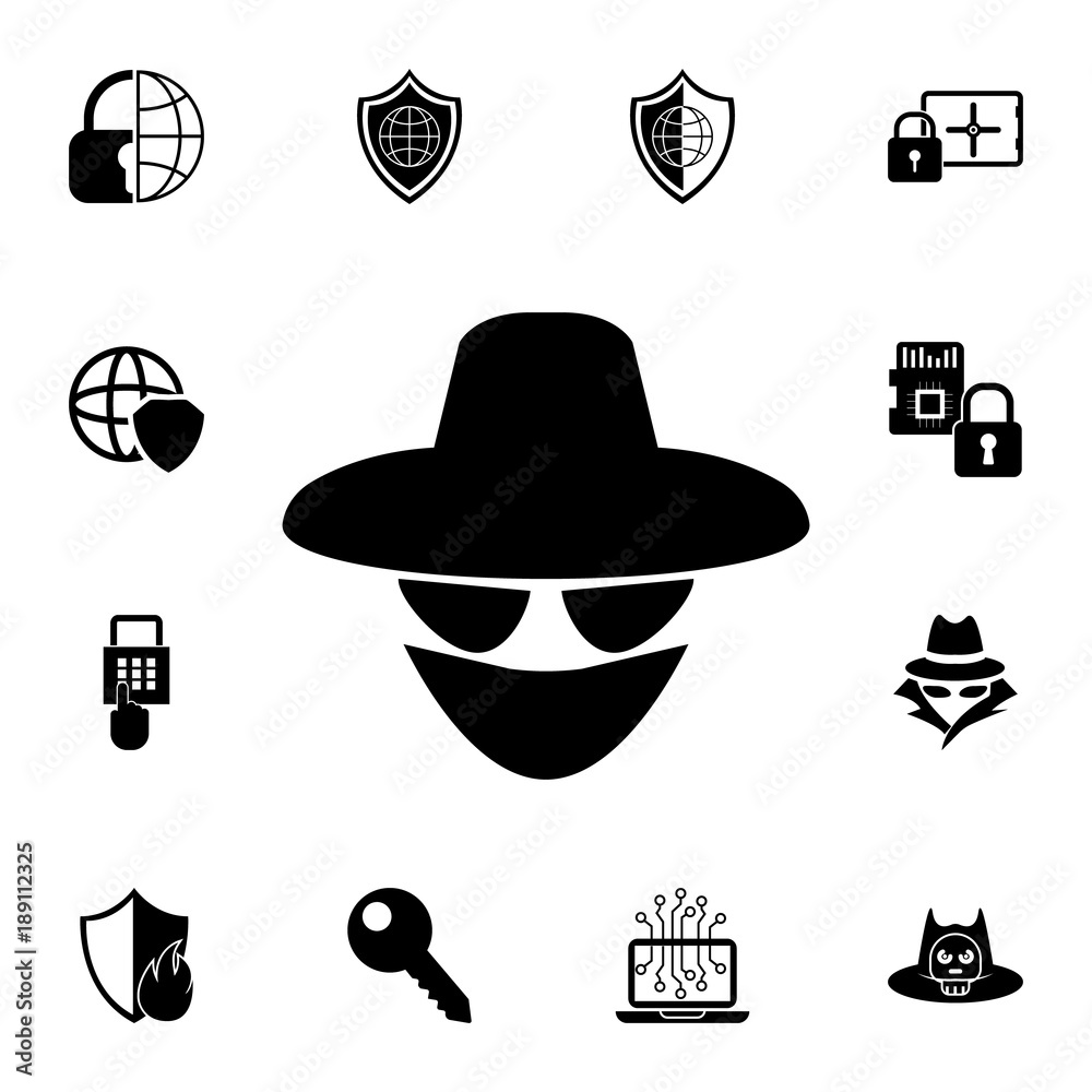 Spy, agent icon. Set of cybersecurity icons. Signs, outline symbols ...