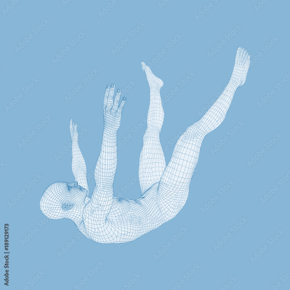 3d Man Slipping and Falling. Silhouette of a Man Fallen Down. 3D Model ...