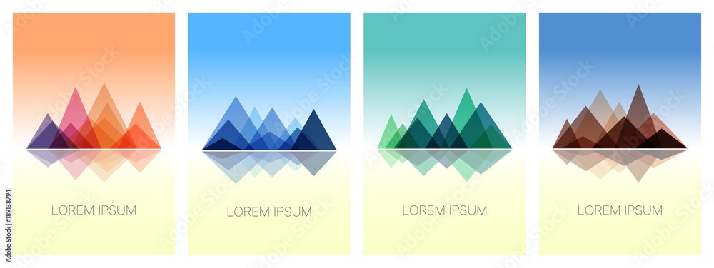 Triangle mountains ridges on colorful backgrounds. Set of stylish ...