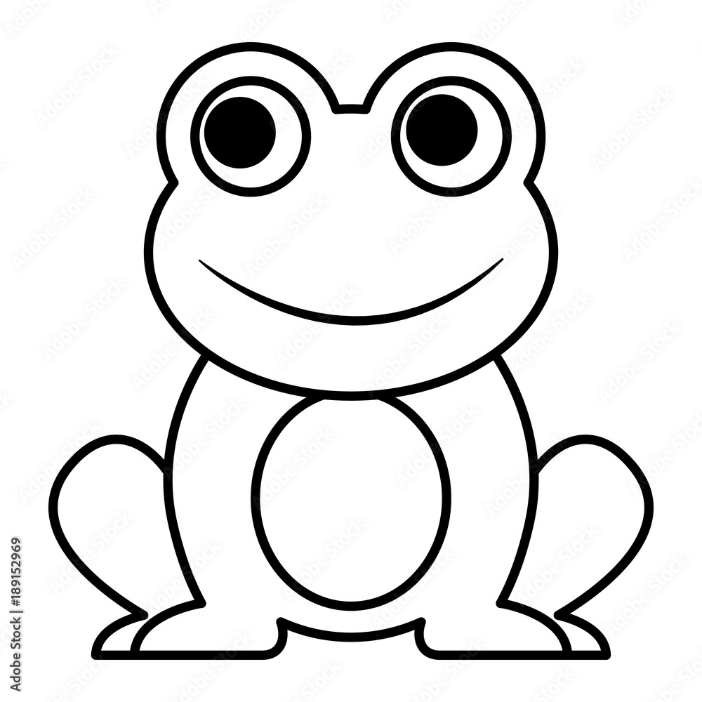 frog cute animal sitting cartoon vector illustration outline image ...