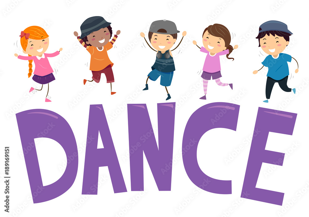 Stickman Kids Dance Illustration Stock Vector | Adobe Stock