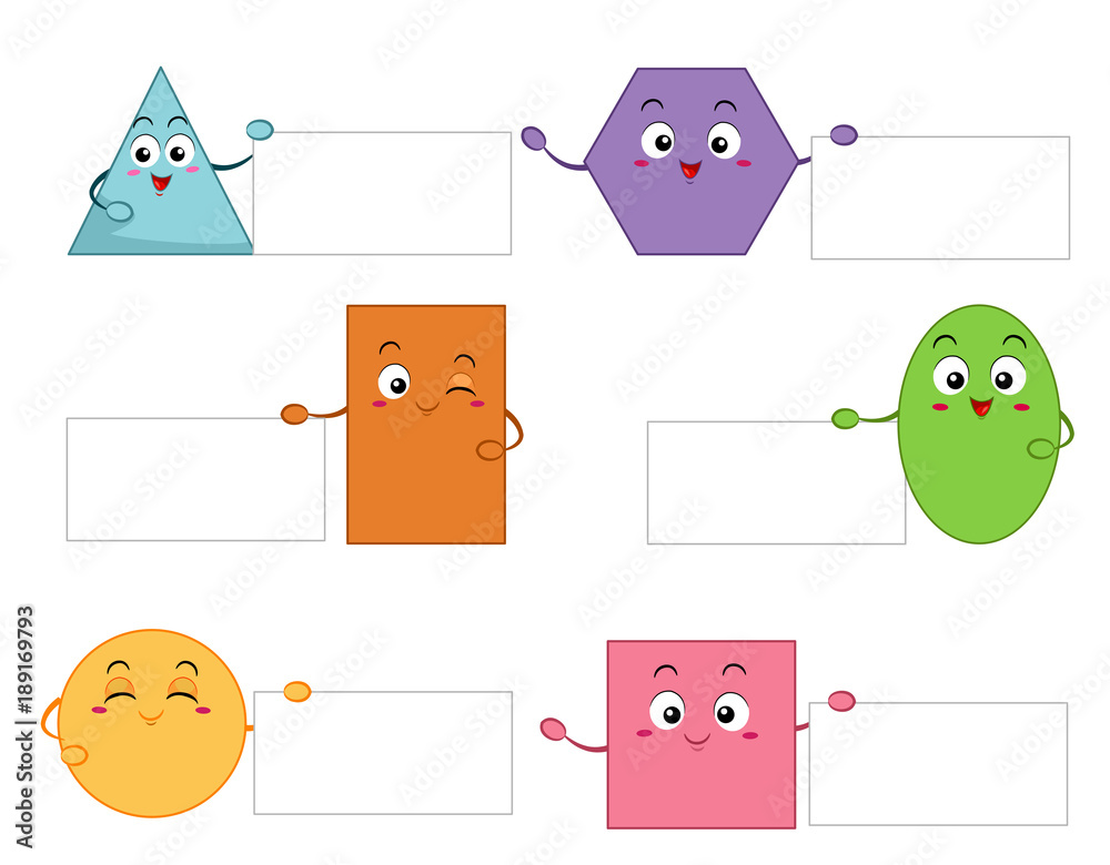 Basic Shapes Mascots Boards Illustration Stock Vector | Adobe Stock