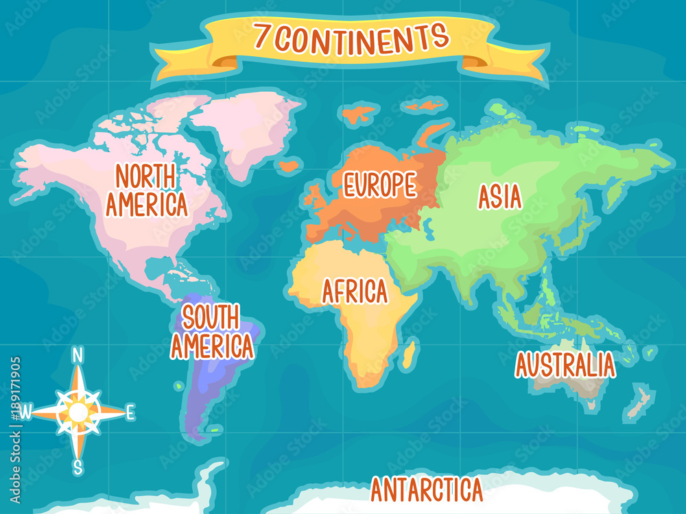 Geography Seven Continents Illustration の Stock ベクター | Adobe Stock