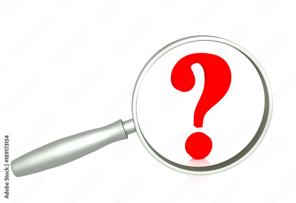 Magnifying glass and question mark of red color Stock Illustration ...