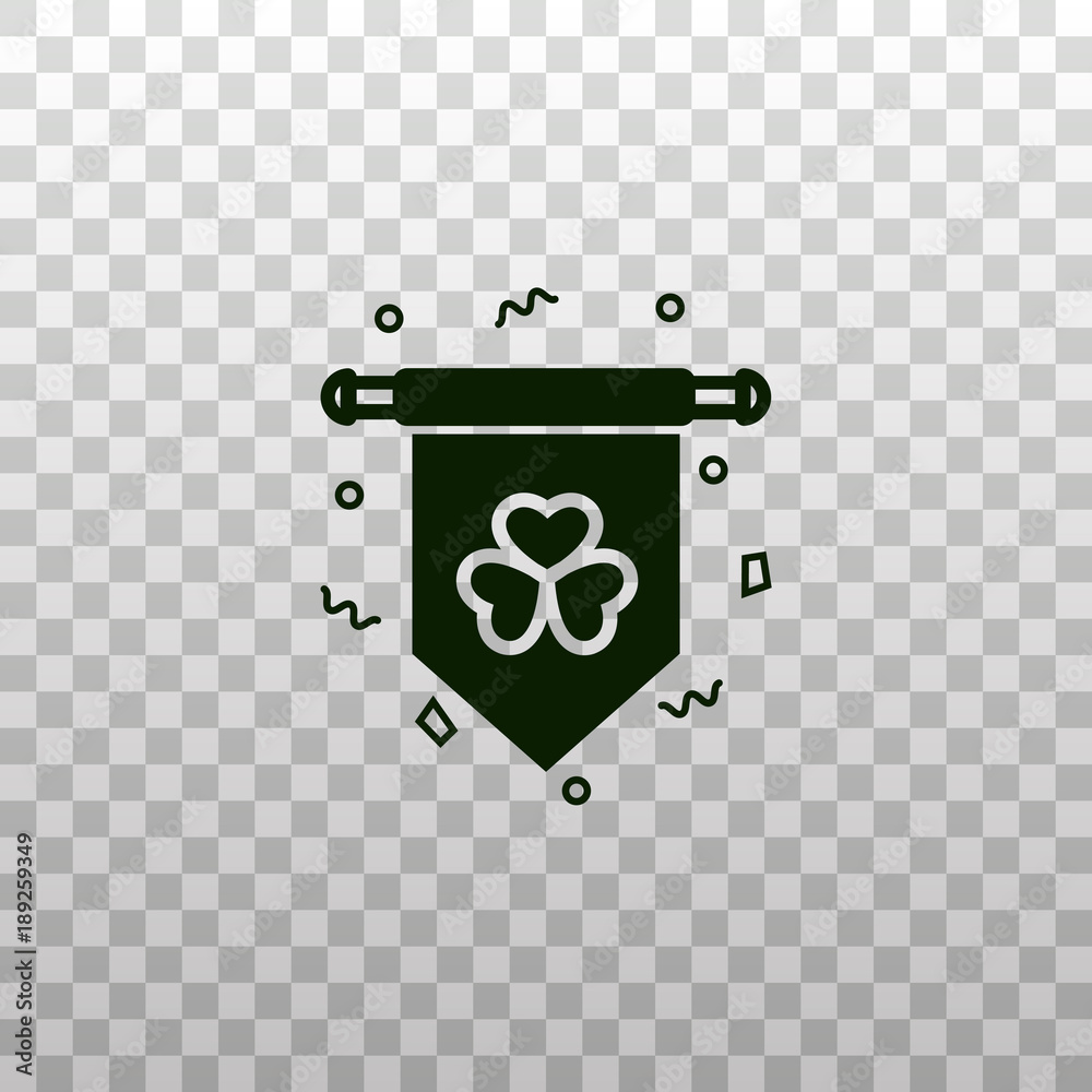 Vertical flag, banner or standard with shamrock - black silhouette ...