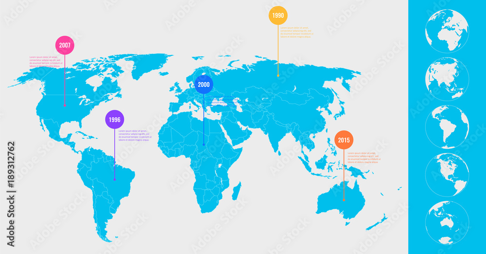 World map infographic template. All country are selectable. Vector ...