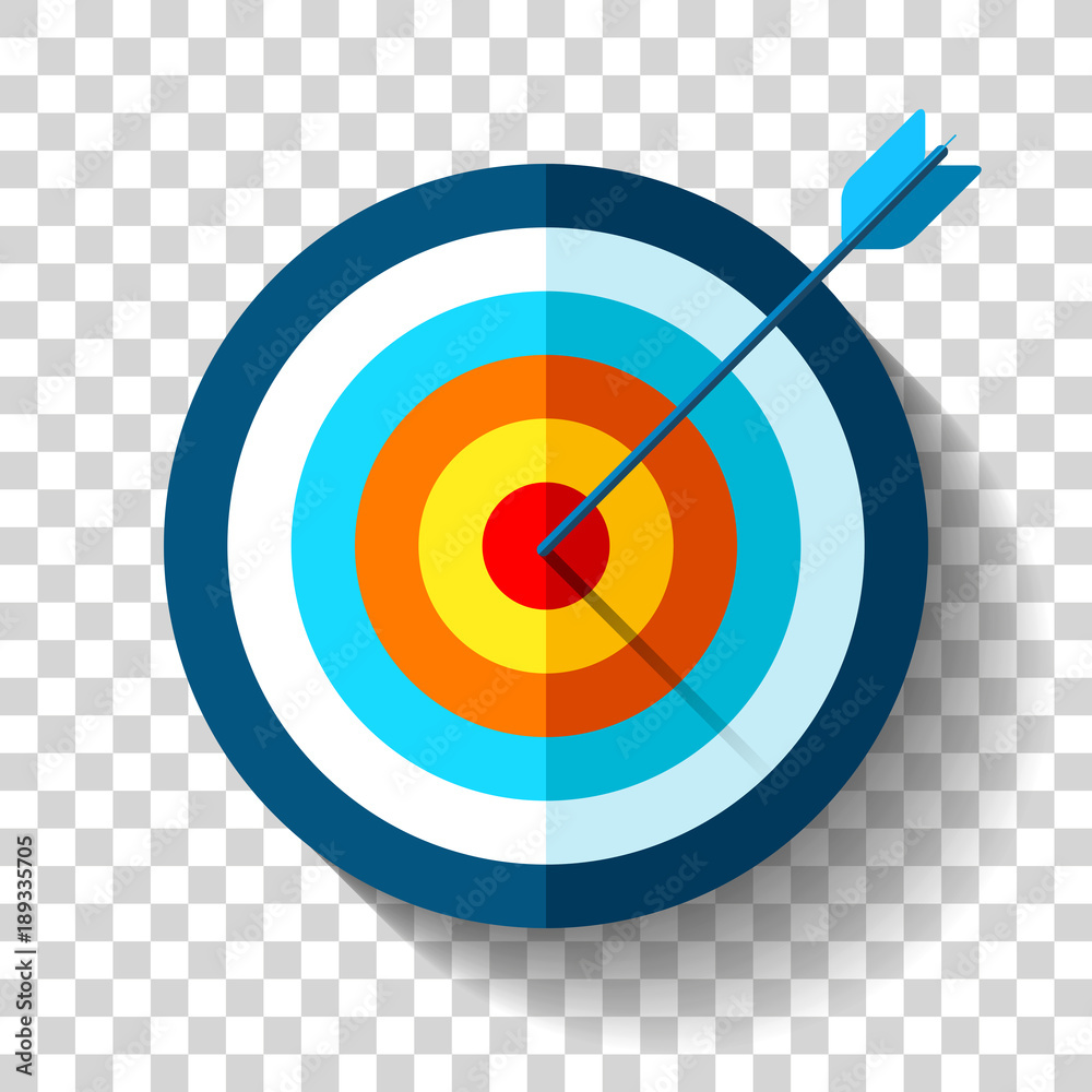 Target icon in flat style on transparent background. Arrow in the ...