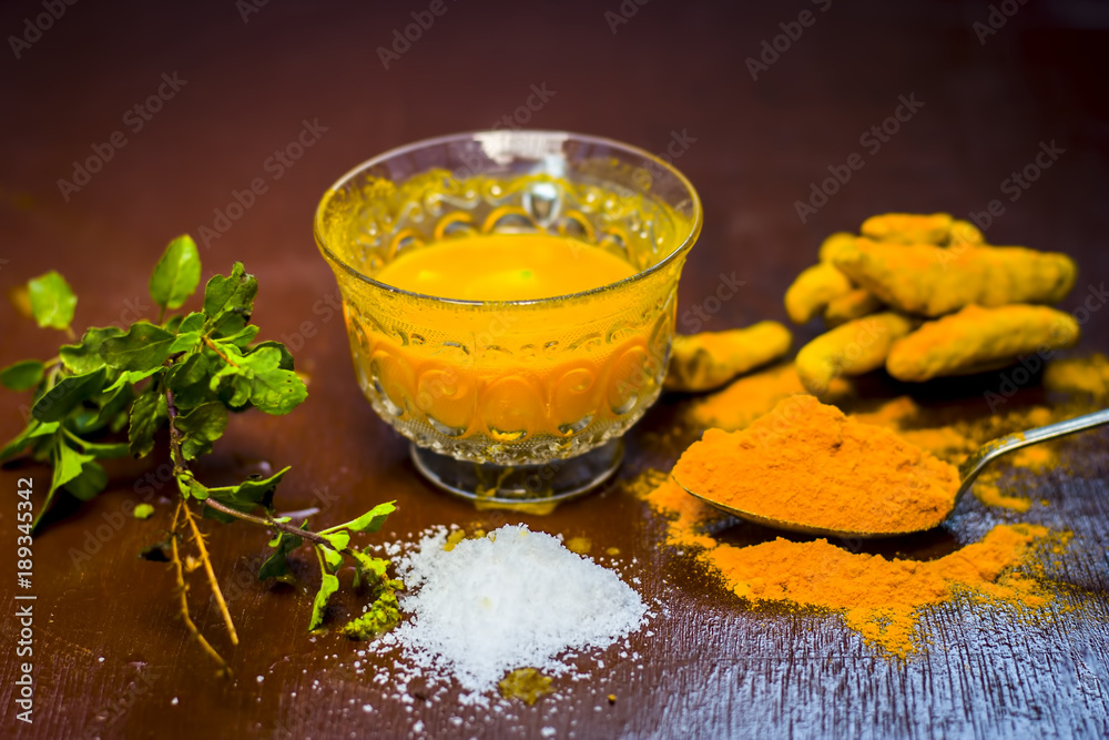 Tea of turmeric,Curcuma longa,Haldi, Ajwain,Trachyspermum ammi and salt ...