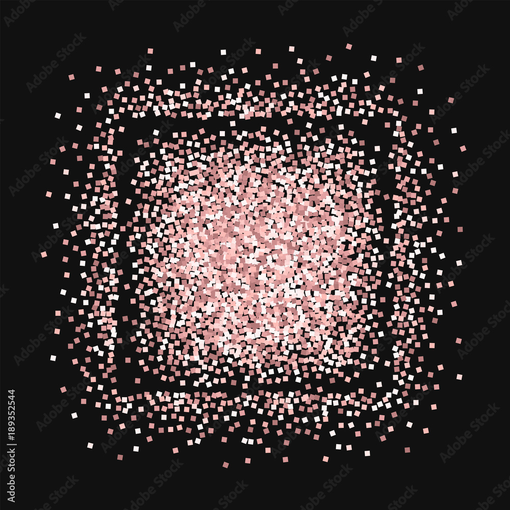 Pink gold glitter. Square shape with pink gold glitter on black ...