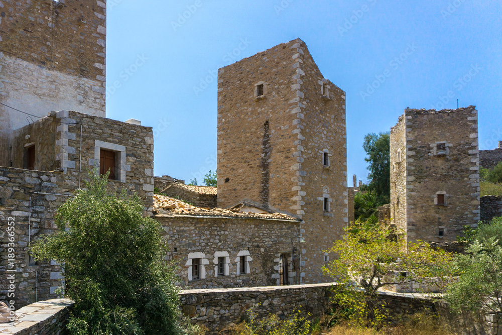 A tower in Mani in Greece. The Towers of Mani are military hallmarks ...