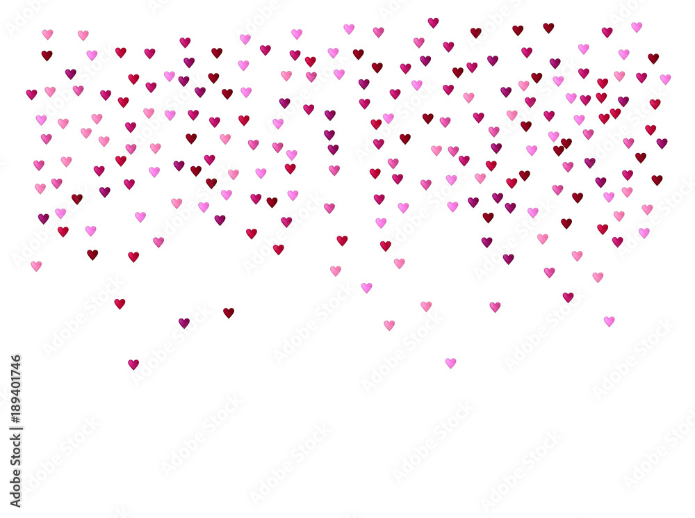 Valentines Day Vector Confetti Border. Falling Down Petals, Showering ...