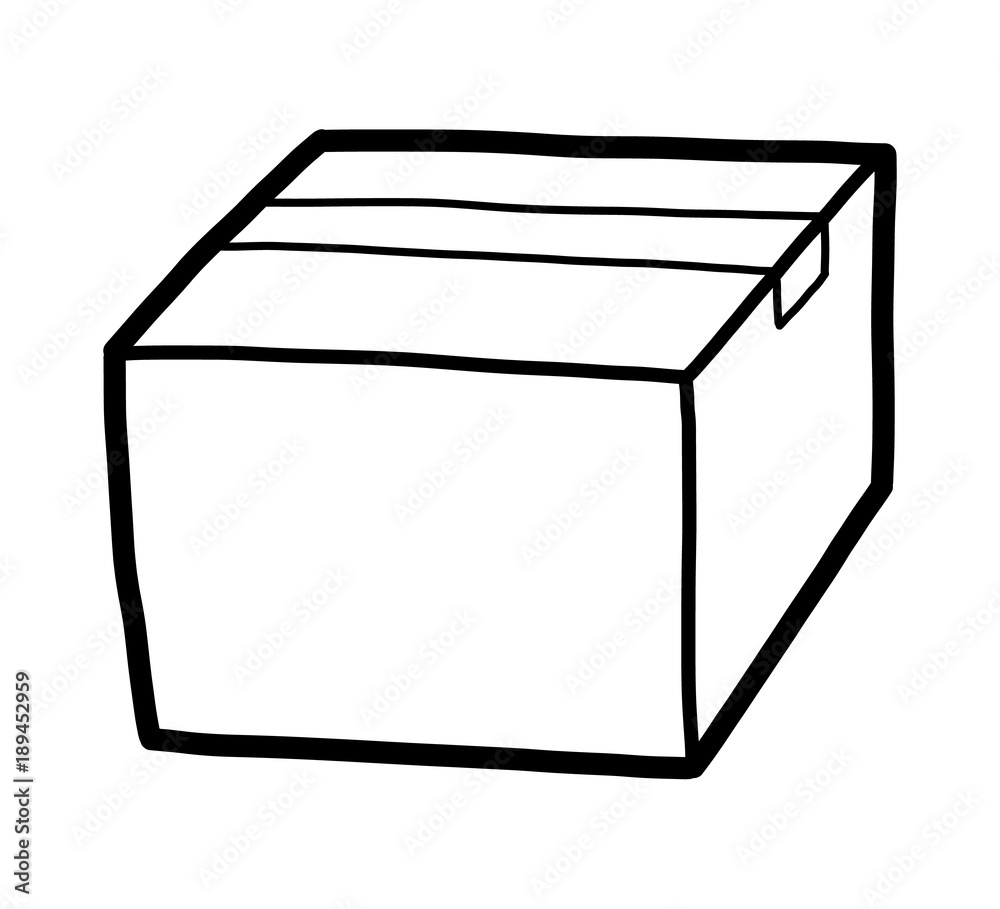 parcel box / cartoon vector and illustration, black and white, hand ...