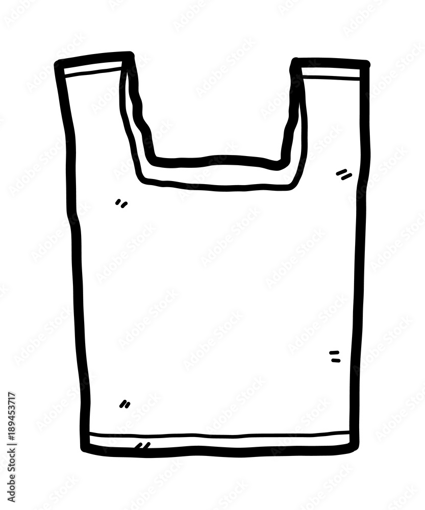 plastic bag / cartoon vector and illustration, black and white, hand ...