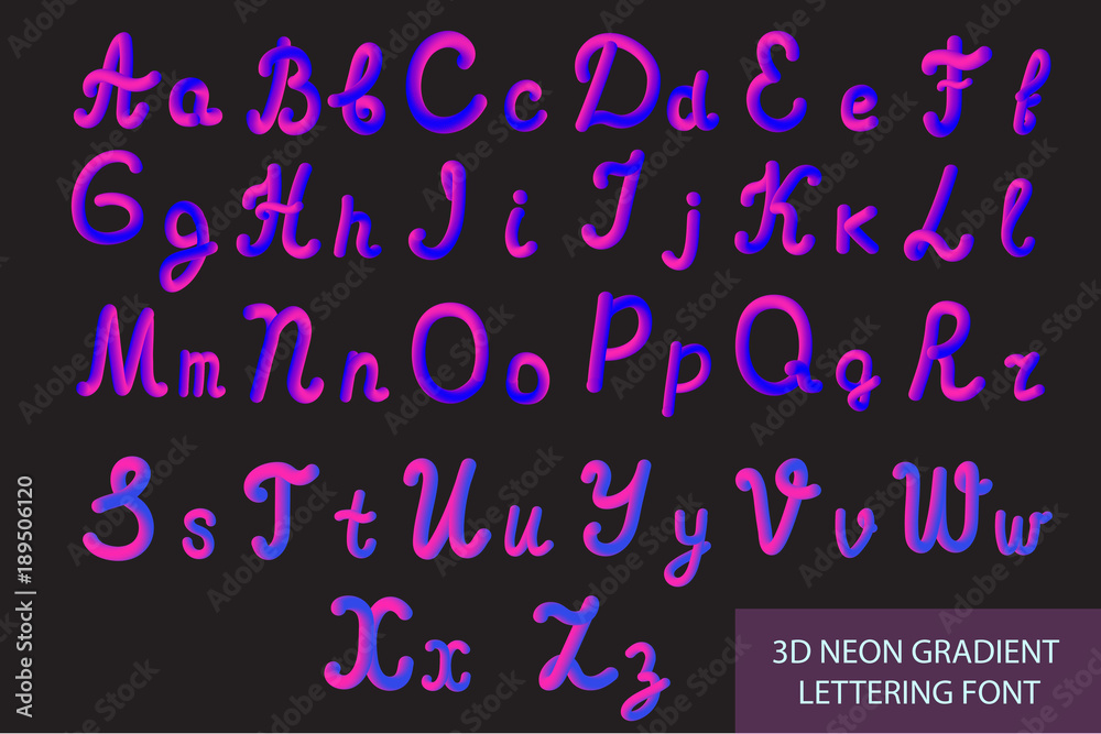 Vector de Stock Neon 3D Typeset with Rounded Shapes. Tube Hand-Drawn ...