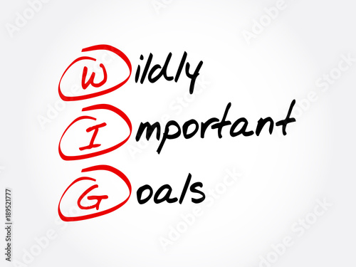 WIG - Wildly Important Goals acronym, business concept background Stock ...