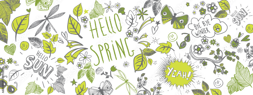 Spring doodles background Stock Vector | Adobe Stock
