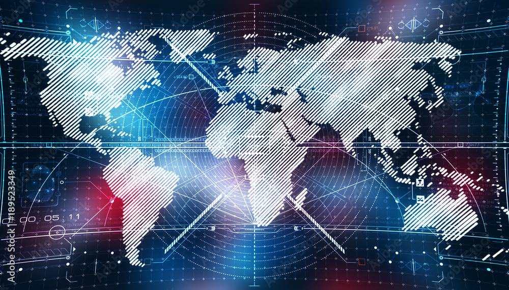 digital cyber world map technology concept, abstract background Stock ...