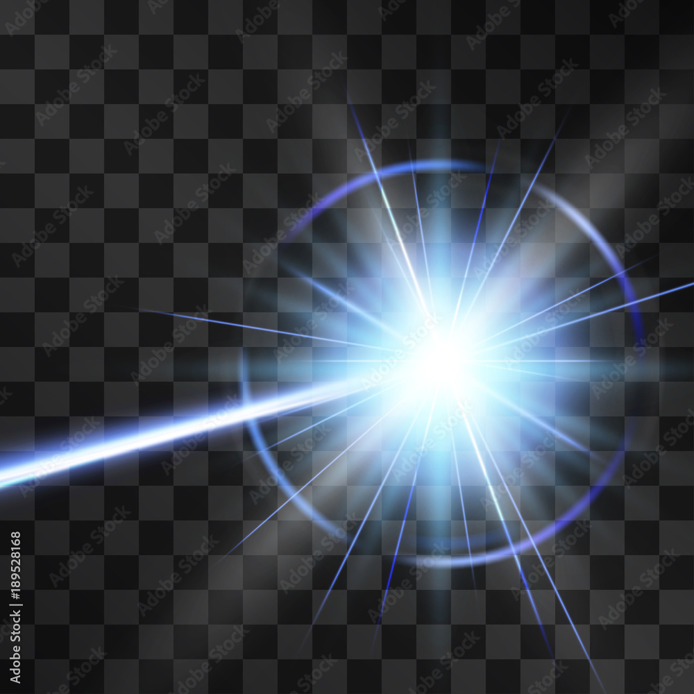 Laser beam light effect, burning explosion isolated on transparent ...