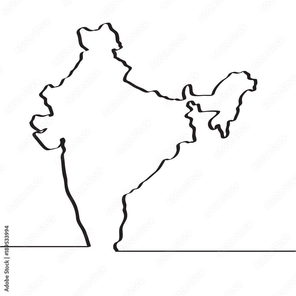 Map of India. Continous line Stock Vector | Adobe Stock