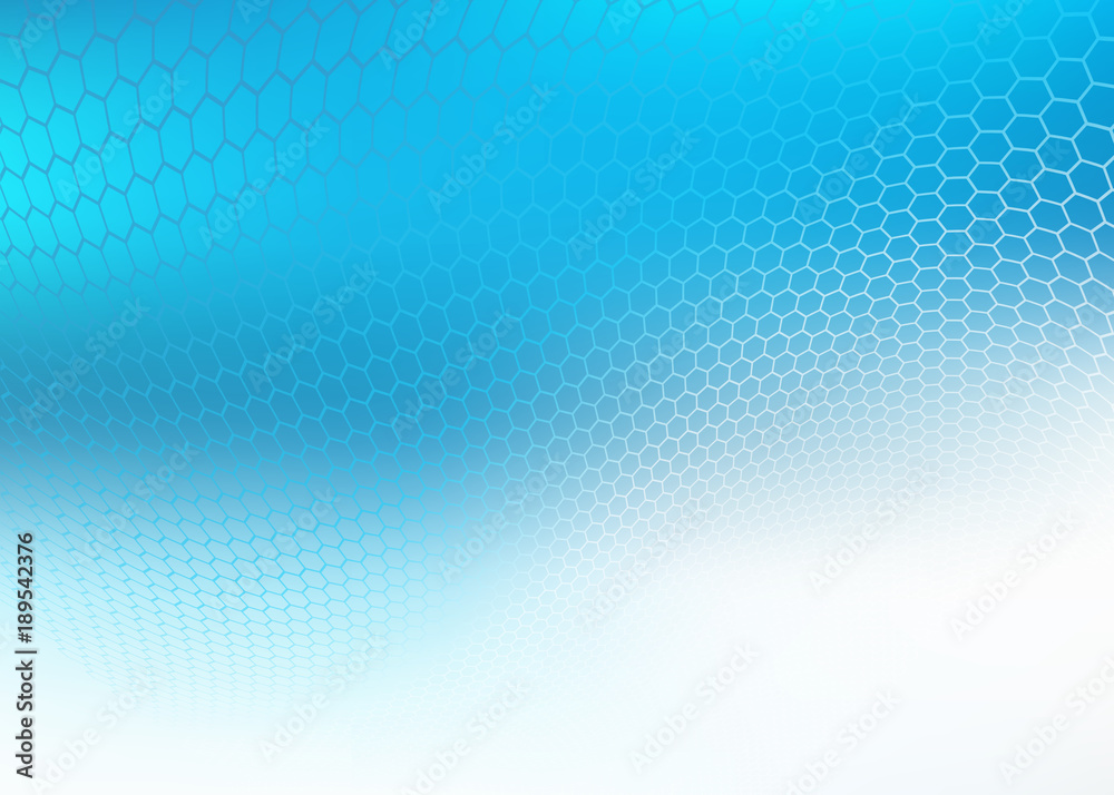 Abstract high resolution illustration of blue faded hexagonal/geometric ...