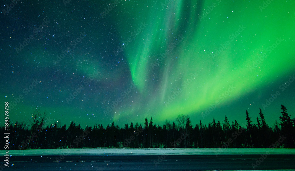 Northern lights ,Aurora borealis ,green, purple, blue, stars. North ...