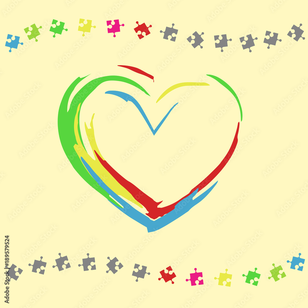 Autistic style heart. Vector illustration. Stock Vector | Adobe Stock