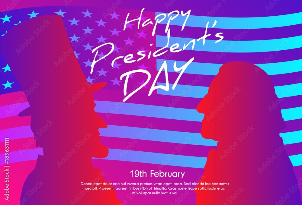 Happy Presidents Day in USA Background. George Washington and Abraham ...