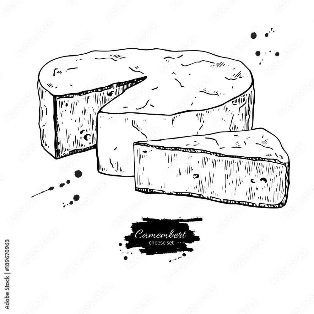Image vectorielle Stock Camembert cheese block and triangle drawing ...