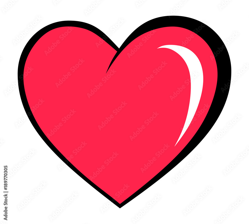 heart in a cartoon comic book style(isolated object with no background ...