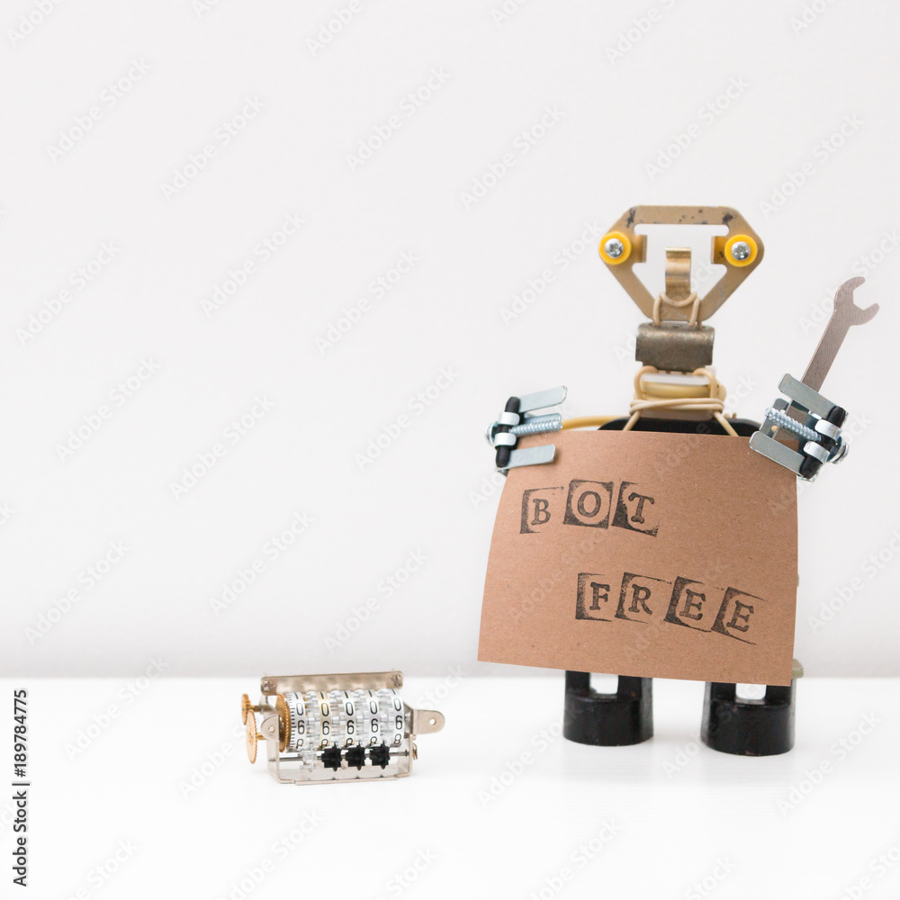 Metal robot made by hands in a class in chemistry and robotics. STEM ...