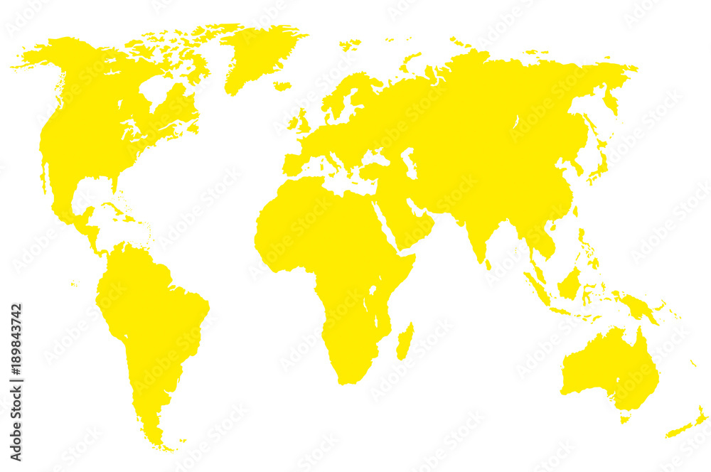 yellow world map, isolated Stock Photo | Adobe Stock
