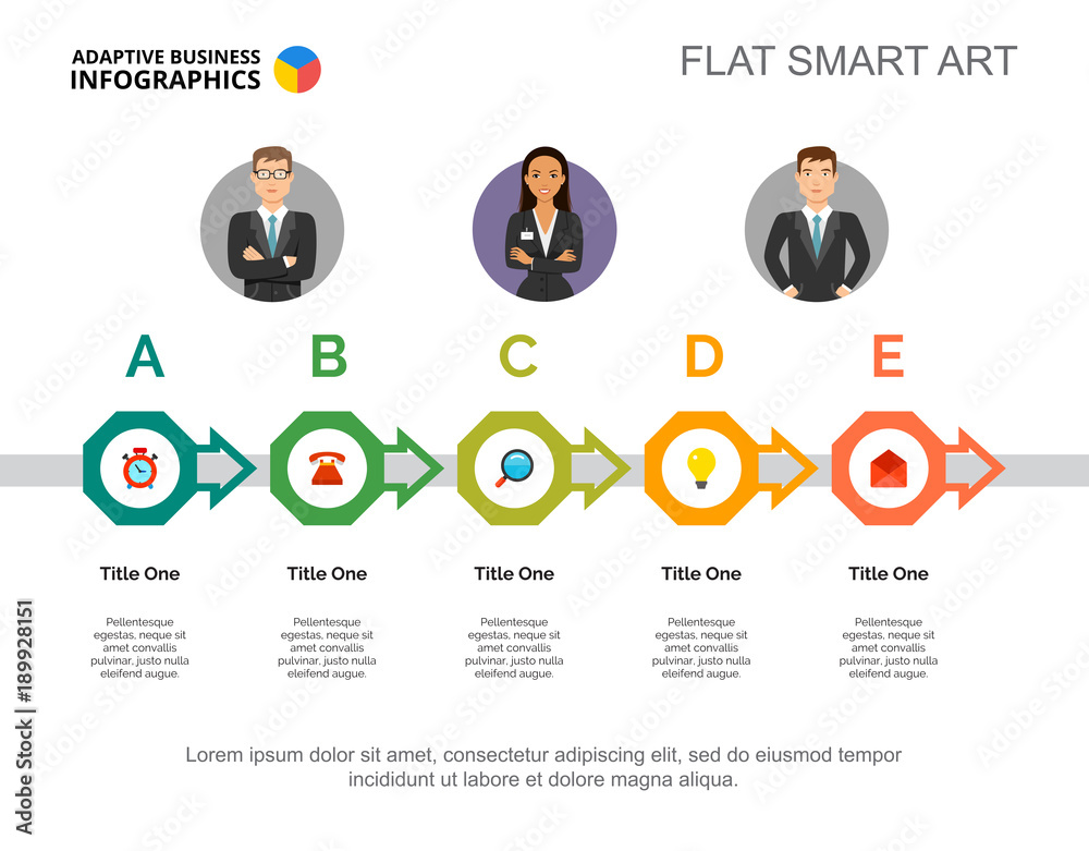 Five Stages Teamwork Chart Slide Template Stock Vector | Adobe Stock