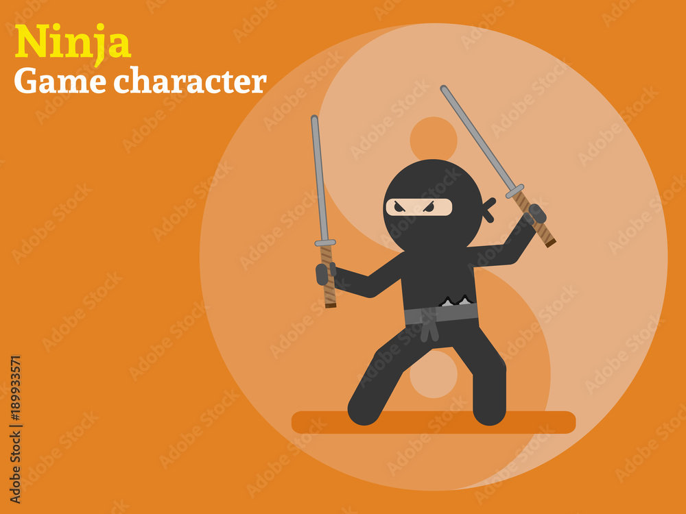 Ninja. 2D game character. Vector illustration Stock Vector | Adobe Stock