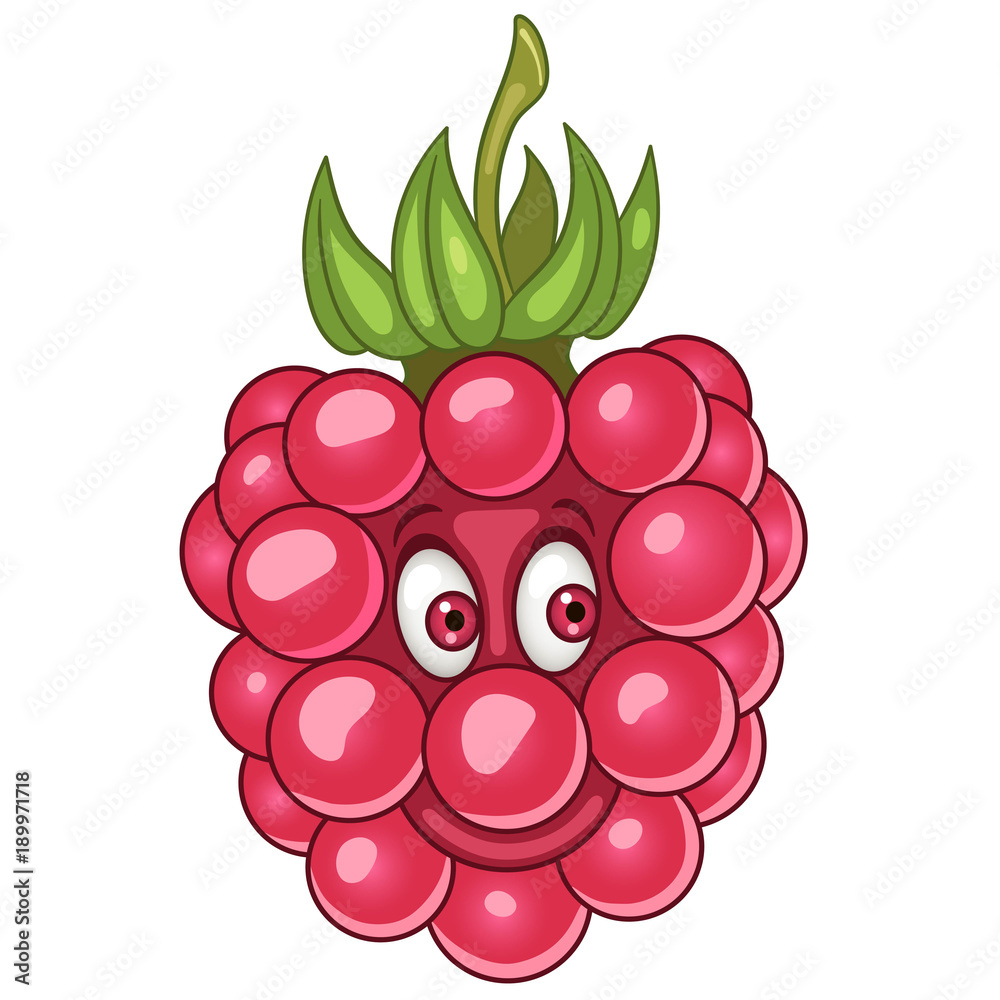Image vectorielle Stock Cartoon Raspberry. Happy Fruit Emoticon. Smiley ...